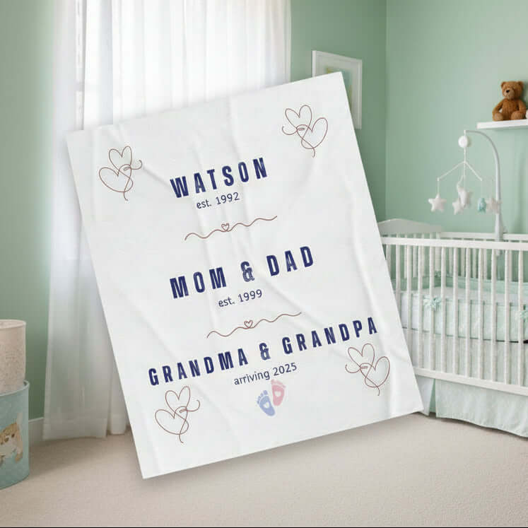 Personalized Family Timeline Blanket – Custom Family Name and Establis